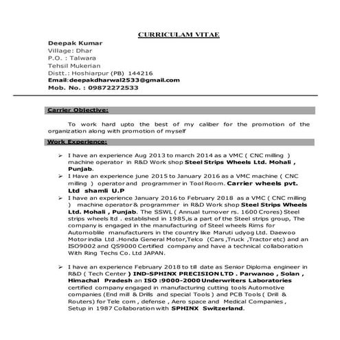 Resume_Deepak Kumar | DOCX