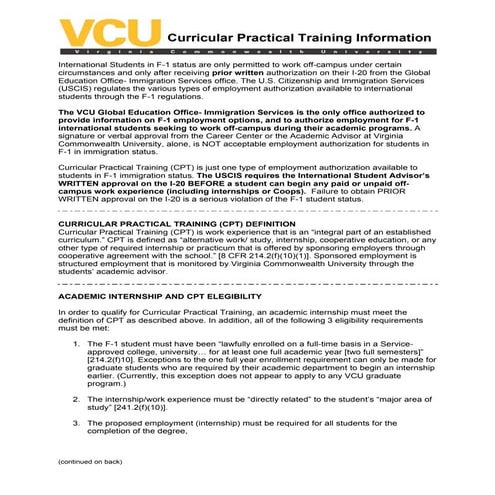 Curricular practical training | PDF | Undergraduate Education | College ...