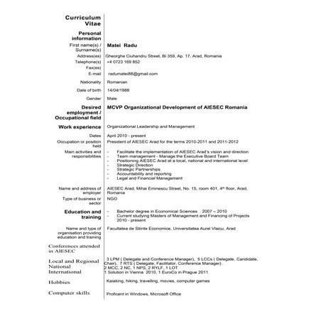 Curricullum vitae | PDF