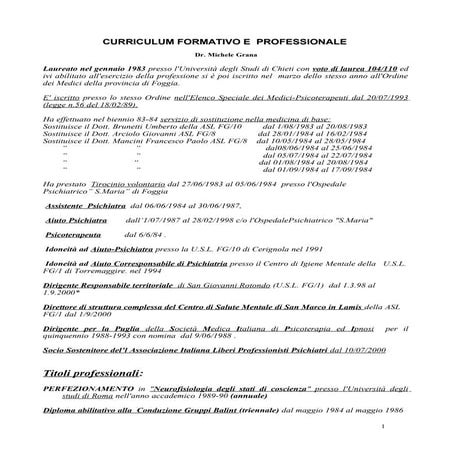 Curriculum Michele Grana | PDF