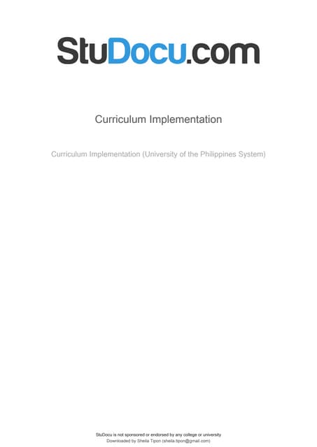 IMPLEMENTING THE CURRICULUM AS A CHANGE PROCESS | PPT