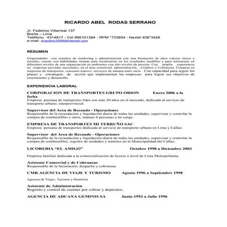 Curriculum ricardo rodas | DOC