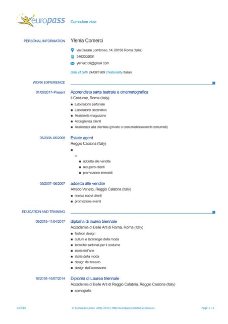 Daniele Malizia Curriculum Vitae | PDF
