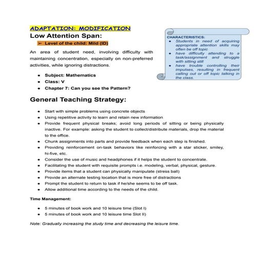 Curriculum adaptation (intellectual disability) | PDF