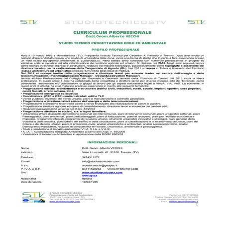 Curriculum alberto vecchi porfolio lavori | PDF