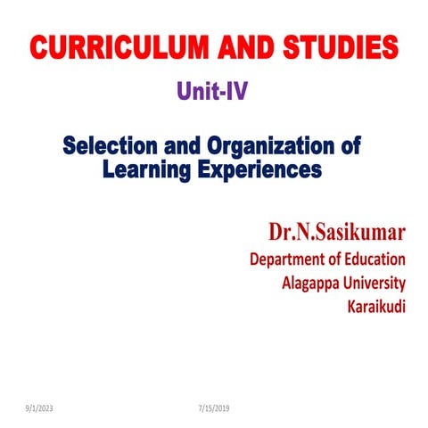 CURRICULUM AND STUDIES_Unit_IV.ppt | Educational Assessment | Education