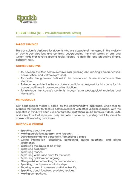 Spanish Course_Intermediate Level (B1+) | PDF