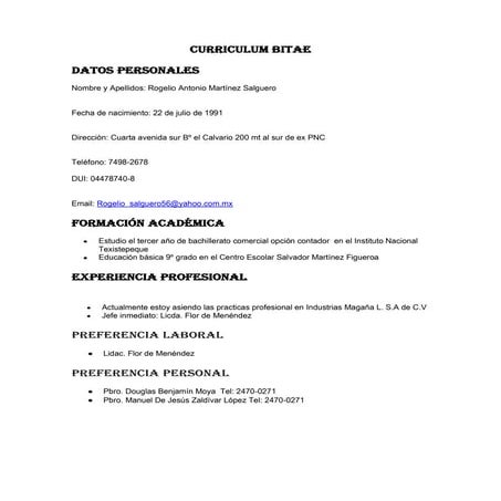 Curriculum Bitae | DOCX