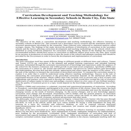 Curriculum development and teaching methodology for | PDF