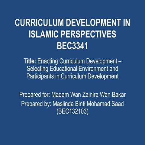 Curriculum development in islamic perspectives | PPTX