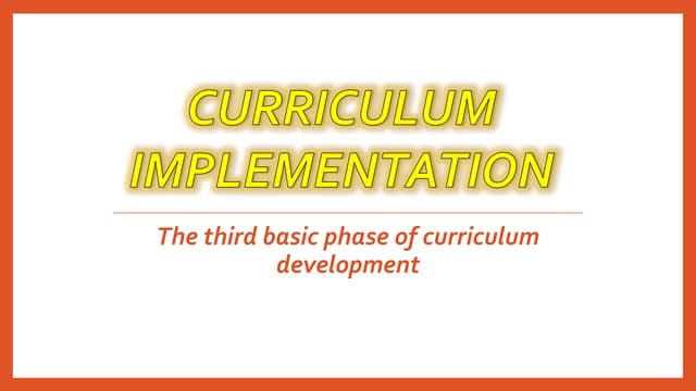 Curriculum implementation | PPTX