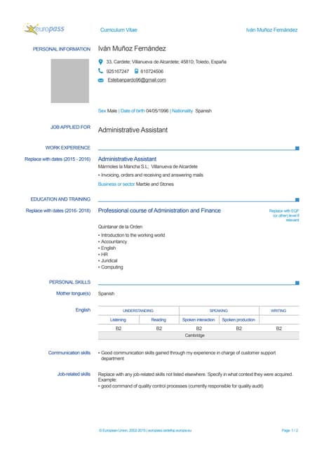 Europass CV Format | PDF