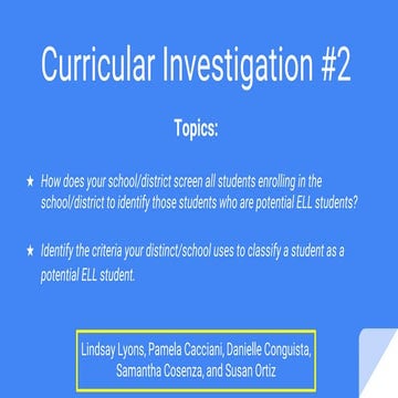 Curriculum investigation #2 | PPT