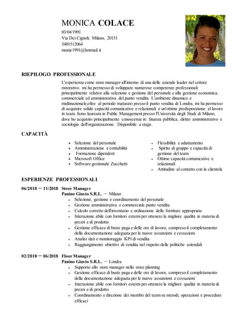 GIULIA BAGNASCO- CURRICULUM VITAE | PDF