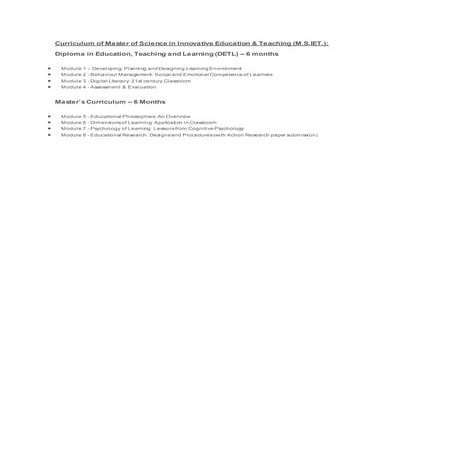 Curriculum of master of science in innovative education | DOCX