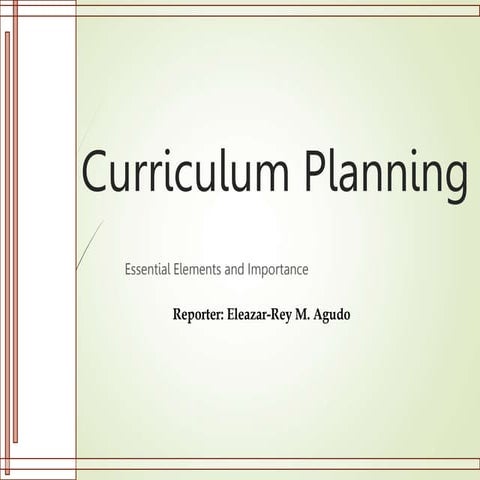 Planning the curriculum in Educational Background | PPT
