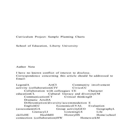 Curriculum Project Sample Planning ChartsSchool | DOCX