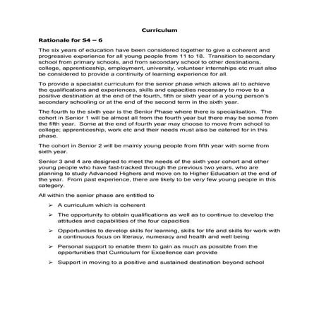 Curriculum rationale s4-6 final draft version | PDF