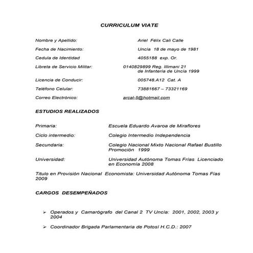 Hoja de vida faby | PDF