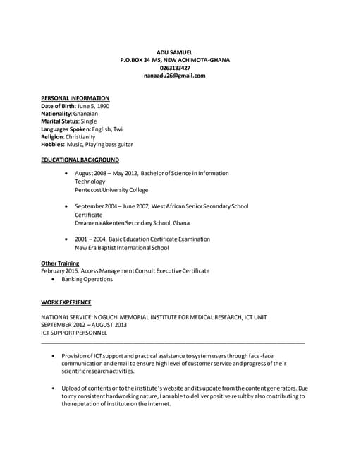 Cv bengura pn slideshare | PDF