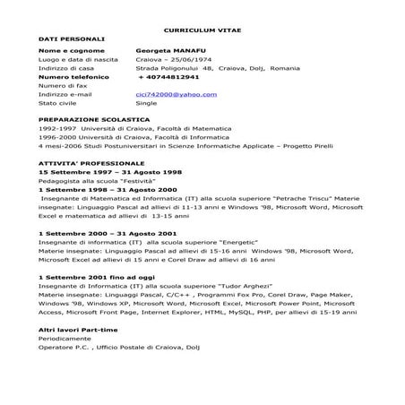 Curriculum vitae | DOC | Computing | Technology & Computing