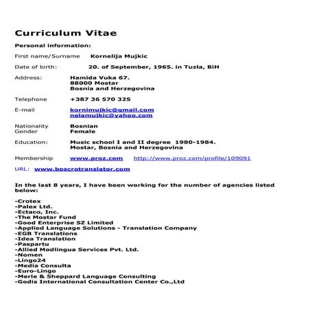 Curriculum Vitae | PDF