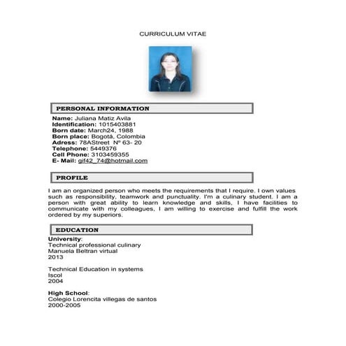 Curriculum vitae word | DOCX