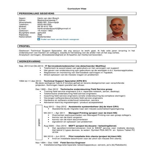 Curriculum vitae Henk van den Bosch | PDF