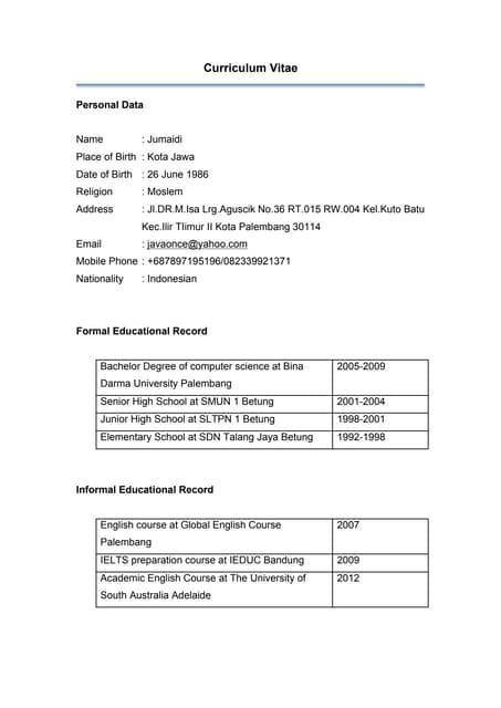 ANDINI RACHMAWATI -CV | PDF