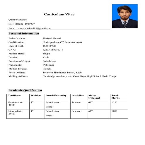 CV Format Sample | DOCX