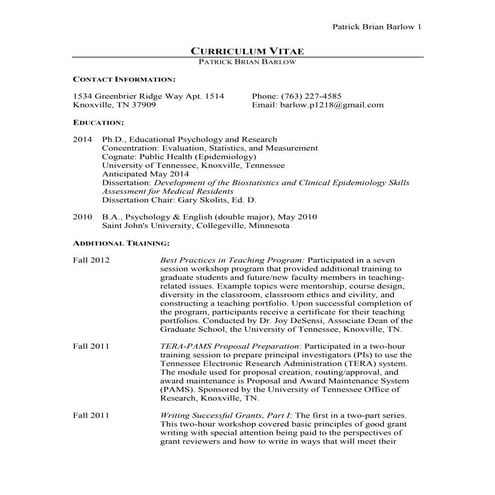 REVISED 5-14: Curriculum vitae Barlow | DOCX