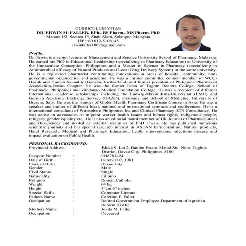 CV Dr Erwin Martinez Faller | PDF