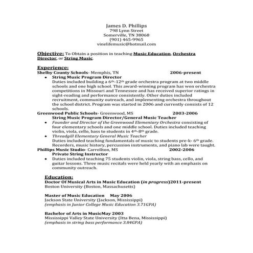 Curriculum vitae James Phillips | PDF