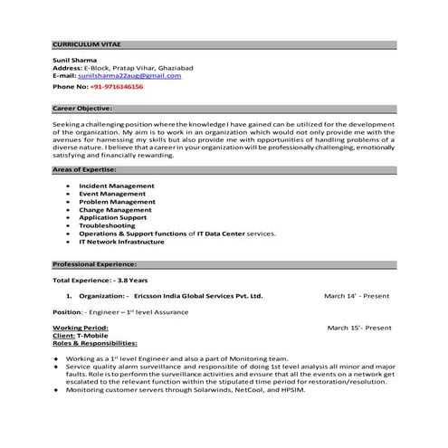 Manoj Kanwal Resume | DOC