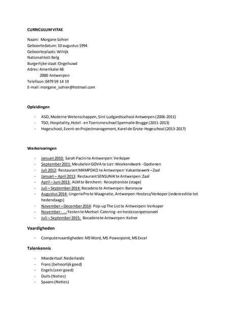 CV cathy peeters | PDF