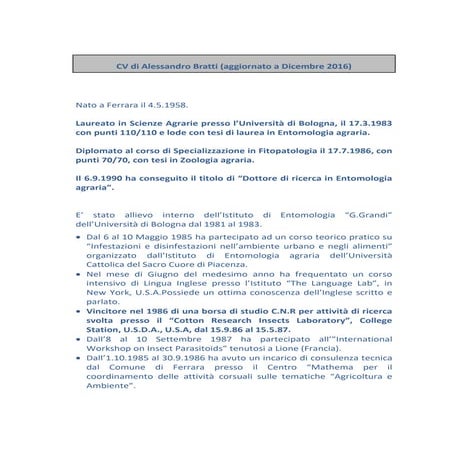 Il cv di Alessandro Bratti | PDF