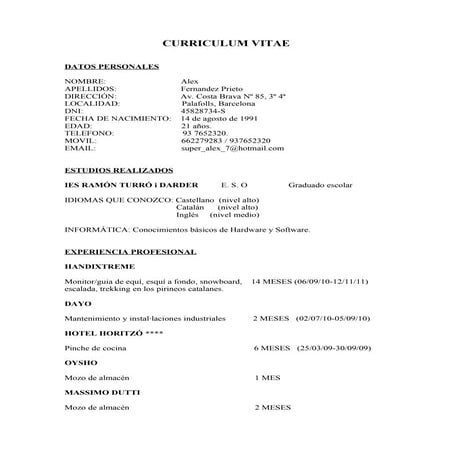 Curriculum vitae alex | DOC