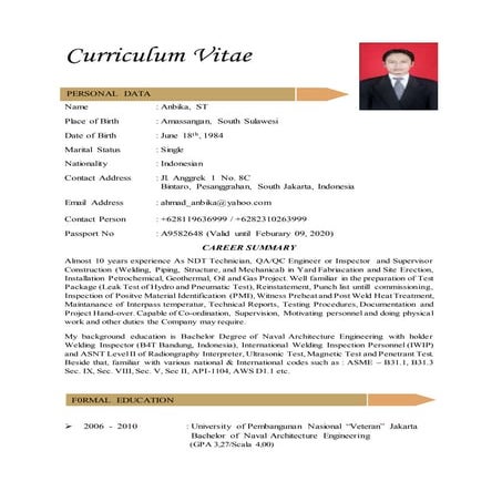 Curriculum vitae anbika, st (update) | DOCX | Civil Engineering ...