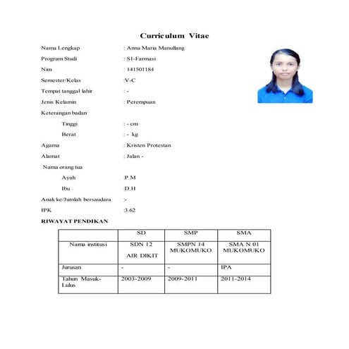 Contoh Curriculum vitae | DOCX