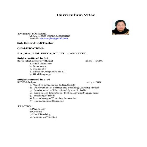 Curriculum vitae (cv) | DOCX