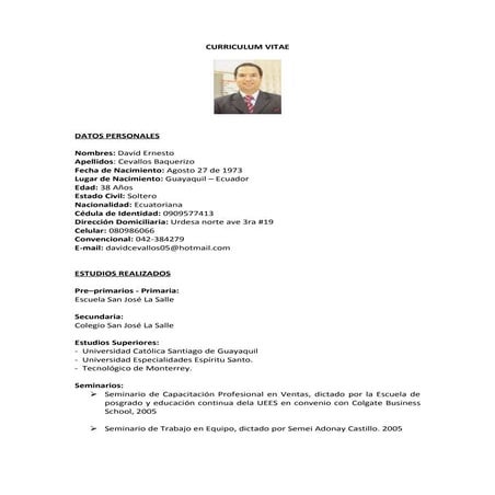 Curriculumvitae david cevallos | DOC