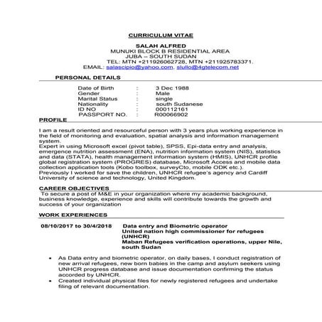 CURRICULUM VITAE, monitoring and evaluation | PDF