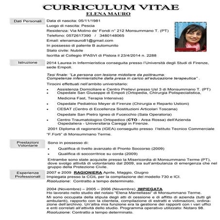 Curriculum vitae elena mauro | PDF | Careers