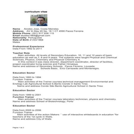 Curriculum vitae europeu a_lcides | PDF