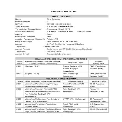 Curriculum vitae fina sa'adah | DOC
