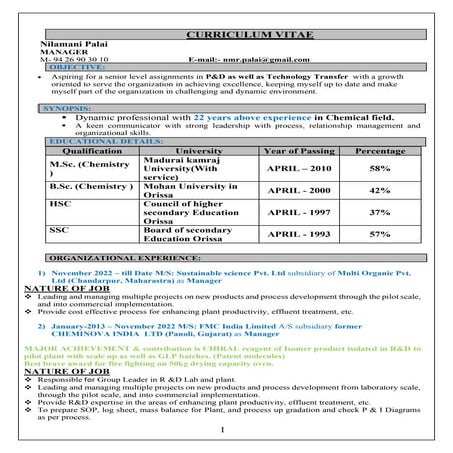 CURRICULUM VITAE NPP.pdf | Chemistry | Science