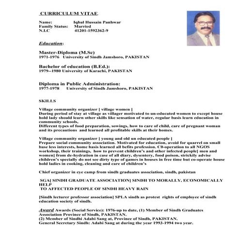 Curriculum vitae of father with old pic | DOC | Graduation | Personal ...