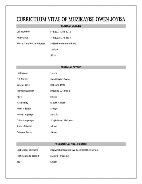 Curriculum Vitae | PDF