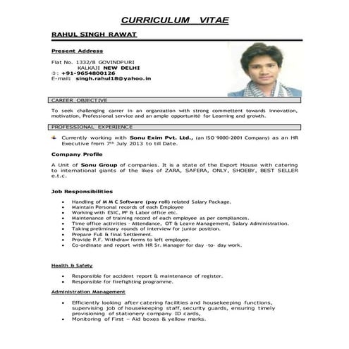Curriculum vitae of rahul singh rawat | DOCX