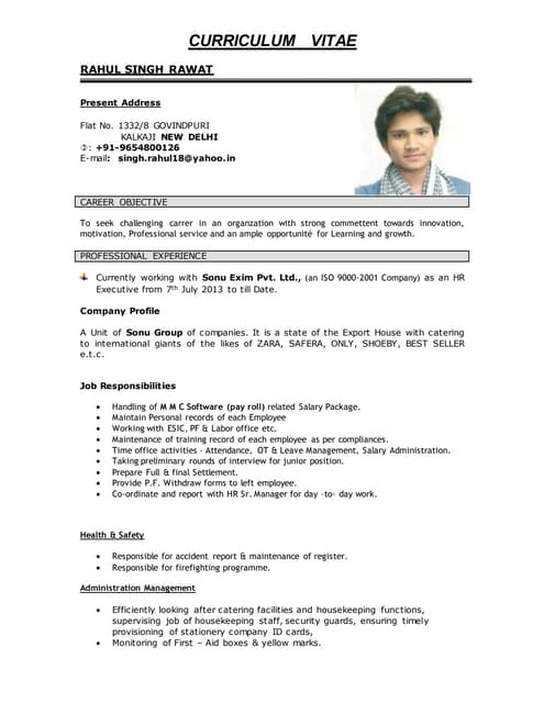 Curriculum vitae | DOCX | Human Resources | Business